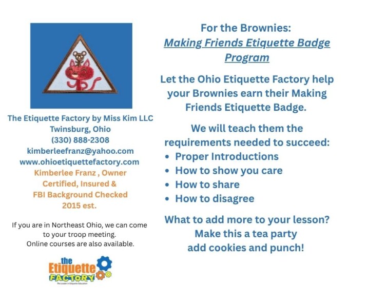 For the Brownies: Making Friends Etiquette Badge Program | Pixie Plus