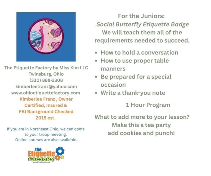 For the Juniors: Social Butterfly Etiquette Badge | Pixie Plus